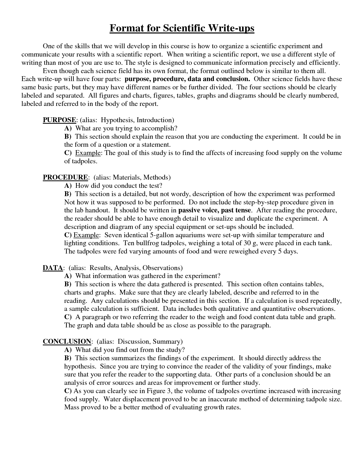  Science Written Report Example Formatting Science Reports